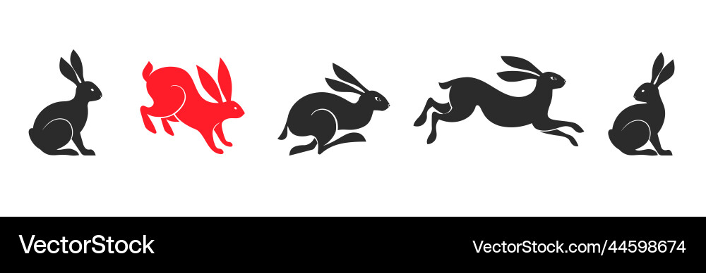 Collection of rabbits bunnies Royalty Free Vector Image