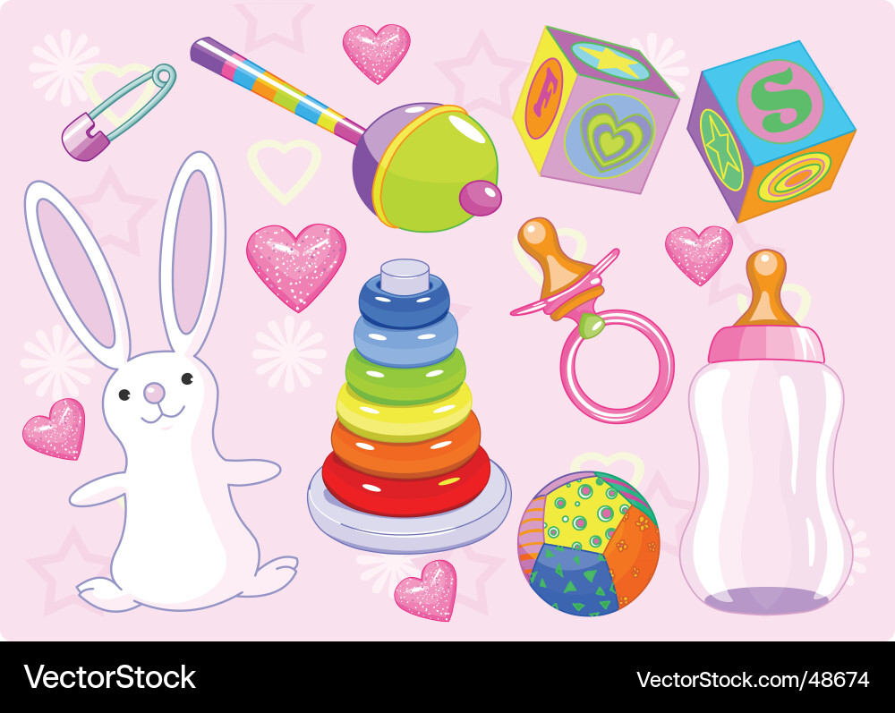 Cute Baby Toys Collection Royalty Free Vector Image
