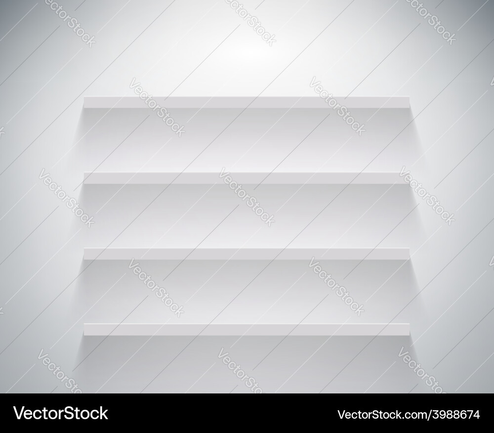 Empty shelf on white wall Royalty Free Vector Image