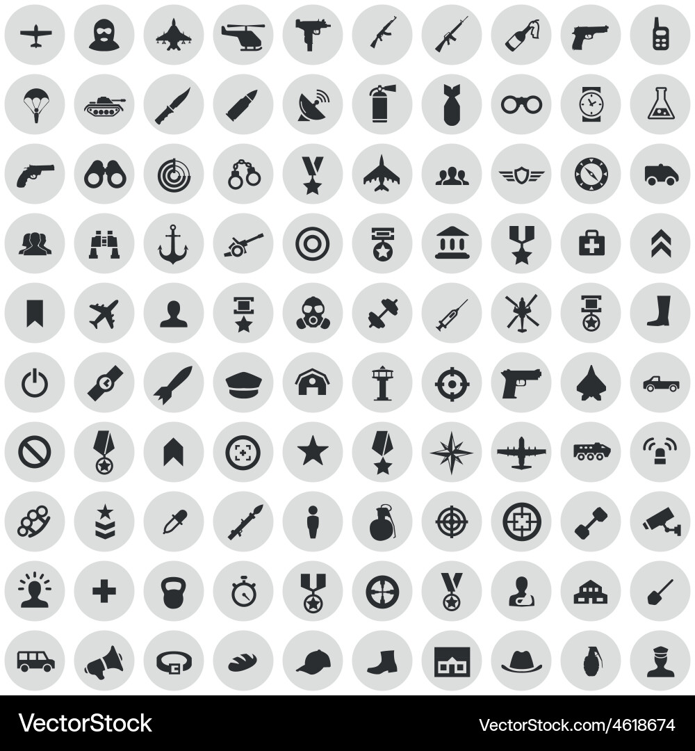 Military Icon Set - 100 Icons Royalty Free Vector Image