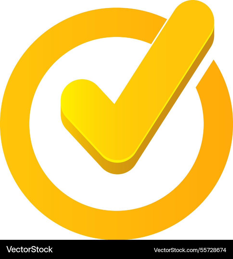 Modern yellow and golden checkmark icon Royalty Free Vector