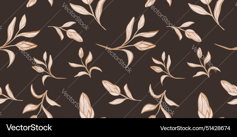 Seamless loopable pattern with hand drawn leaves Vector Image