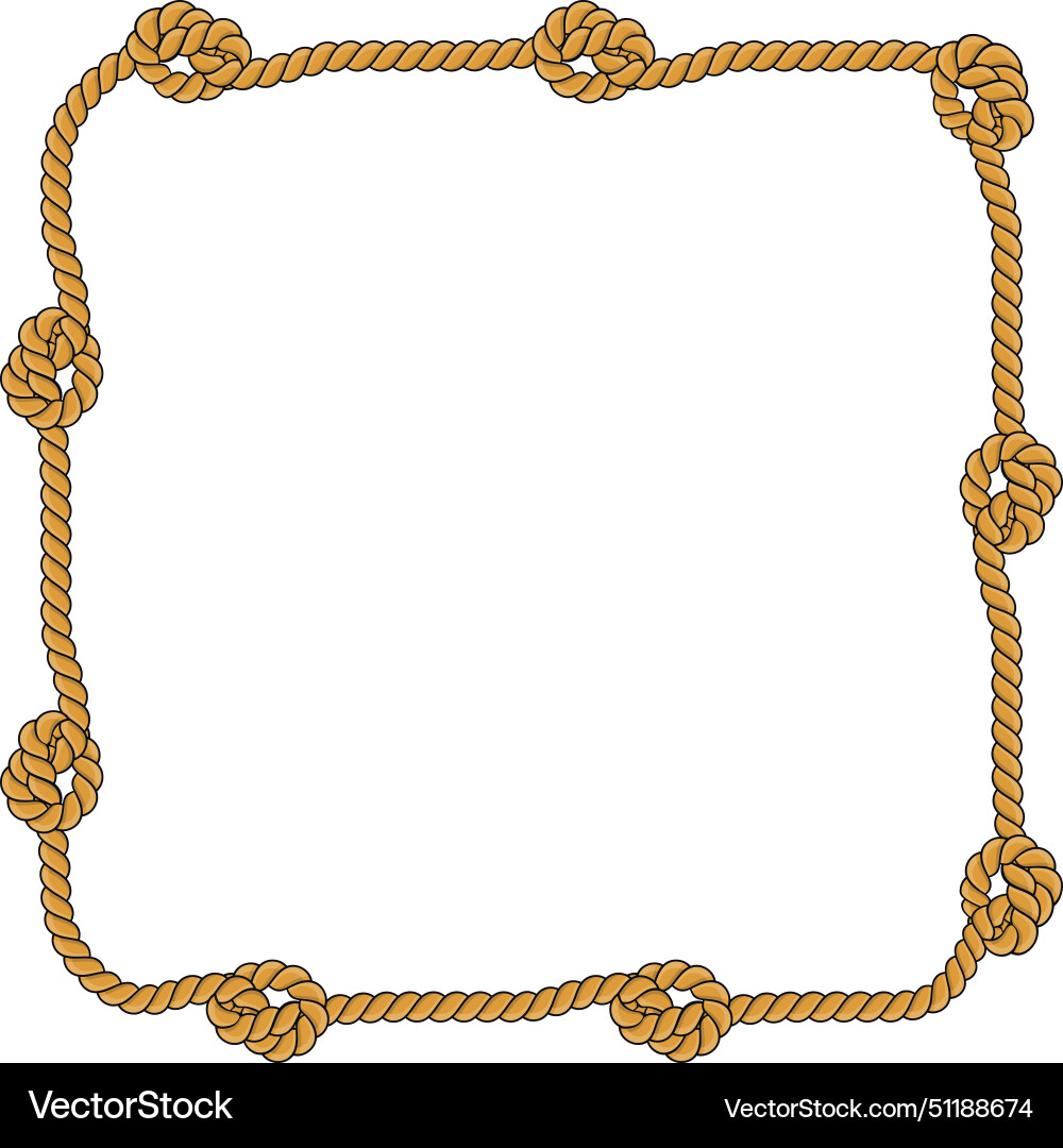 Square rope frame isolated on white background Vector Image