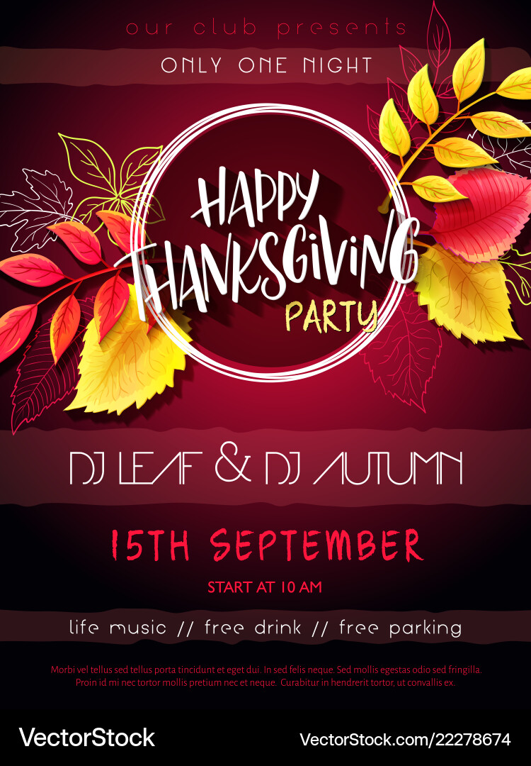 Thanksgiving party poster Royalty Free Vector Image
