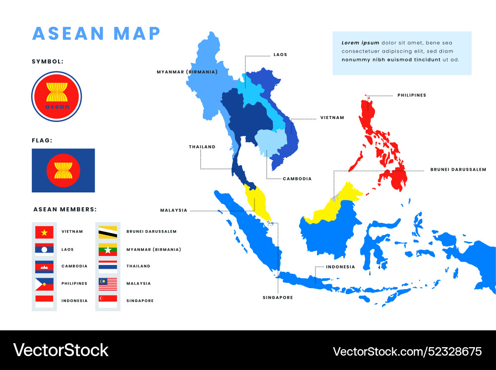 Asean map infographics Royalty Free Vector Image
