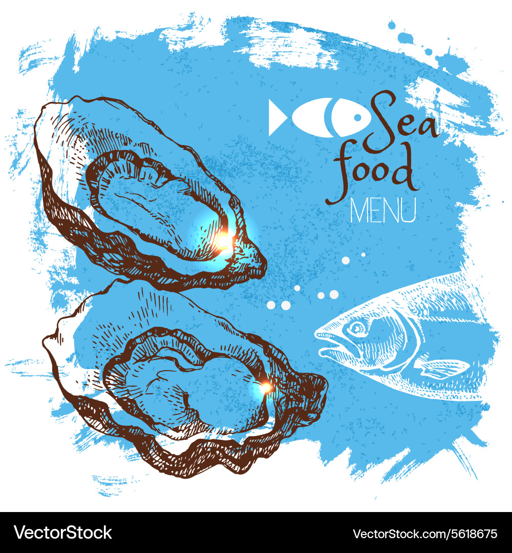 Hand drawn sketch seafood sea Royalty Free Vector Image