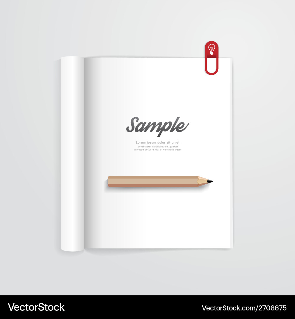 Open Book with Pencil and Magazine Template Vector Image