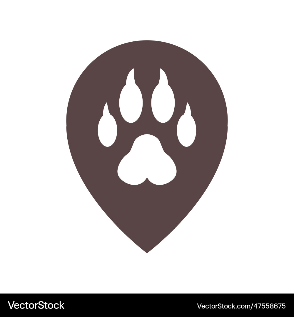 Paw pin map petstore logo Royalty Free Vector Image