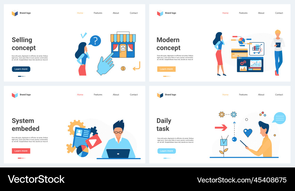 Selling online market analysis set tiny people Vector Image