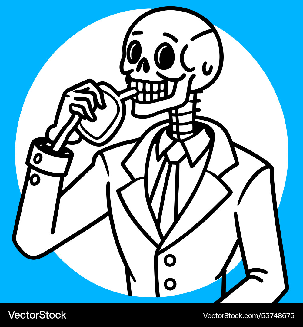 Skeleton in suit drinking hard liquor from Vector Image