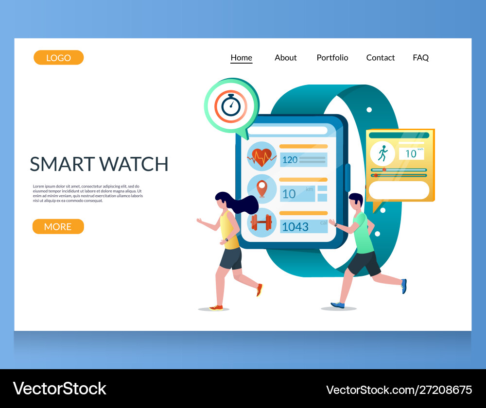 Smart watch website landing page design Royalty Free Vector