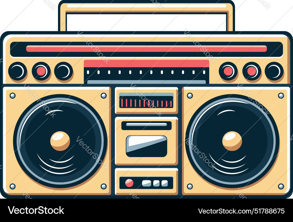 Yellow boombox flat style Royalty Free Vector Image