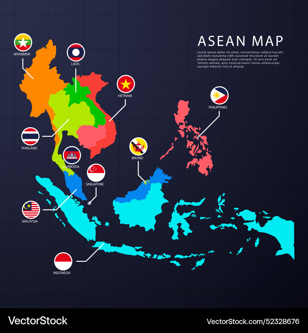 Asean map infographics Royalty Free Vector Image