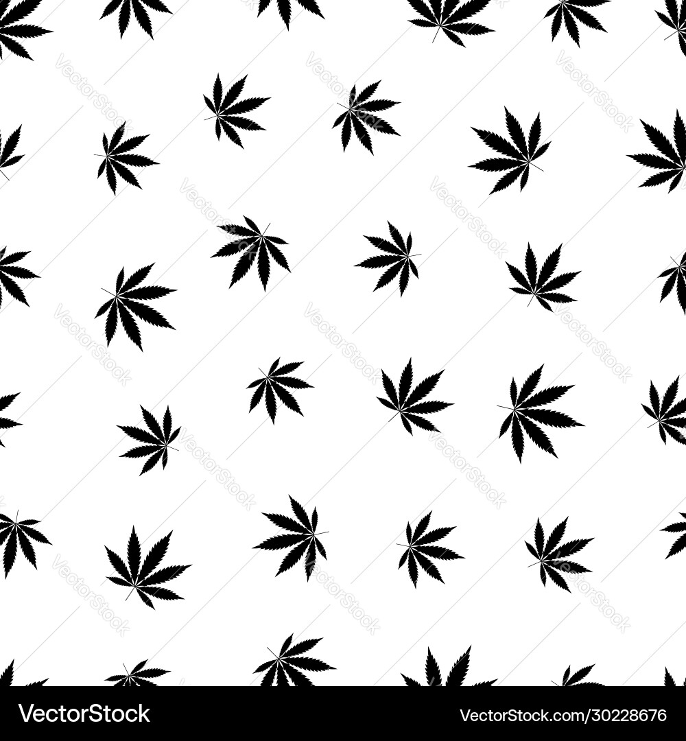 Cannabis Leaf Pattern - Black & White Vector Image