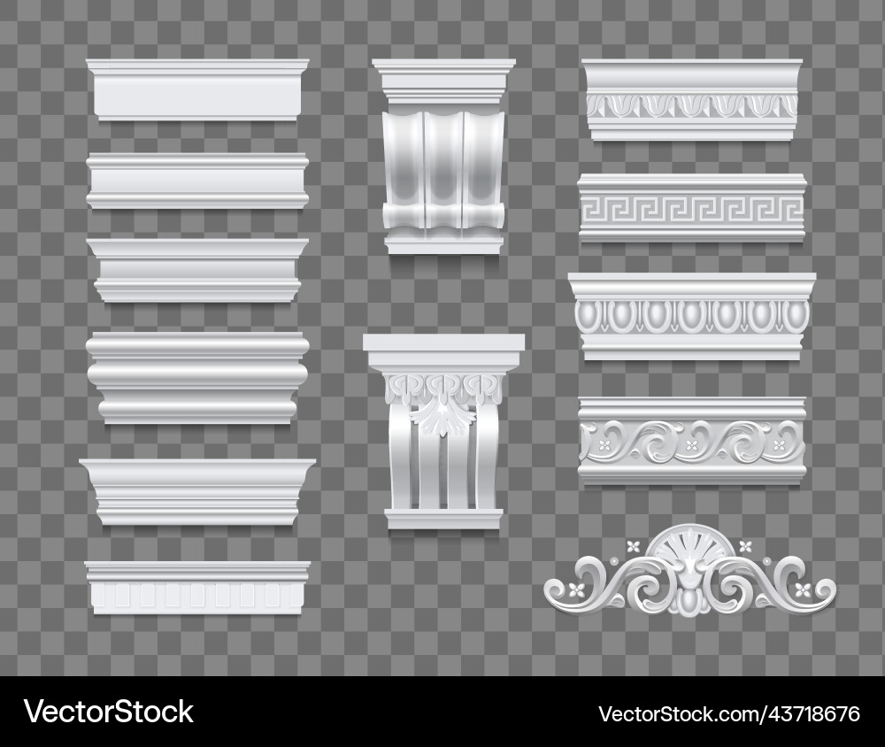 Classic plaster casting transparent set Royalty Free Vector