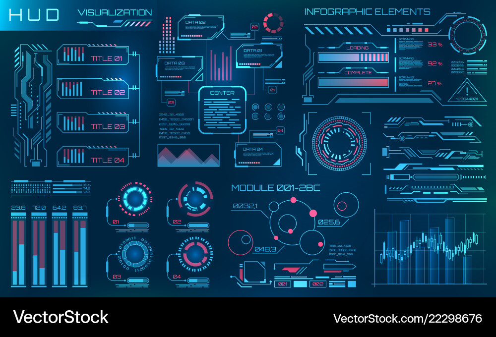 Futuristic HUD Interface Elements Royalty Free Vector Image