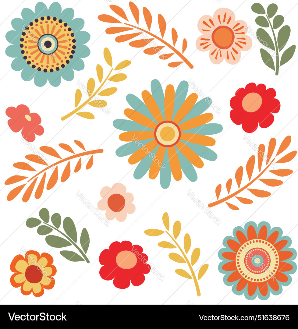 Retro flowers pattern Royalty Free Vector Image