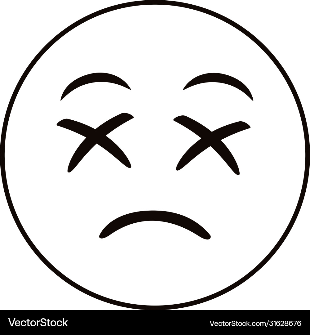 Sad emoji face line style icon Royalty Free Vector Image