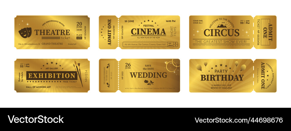 Vintage Golden Ticket - Cinema Pass Royalty Free Vector