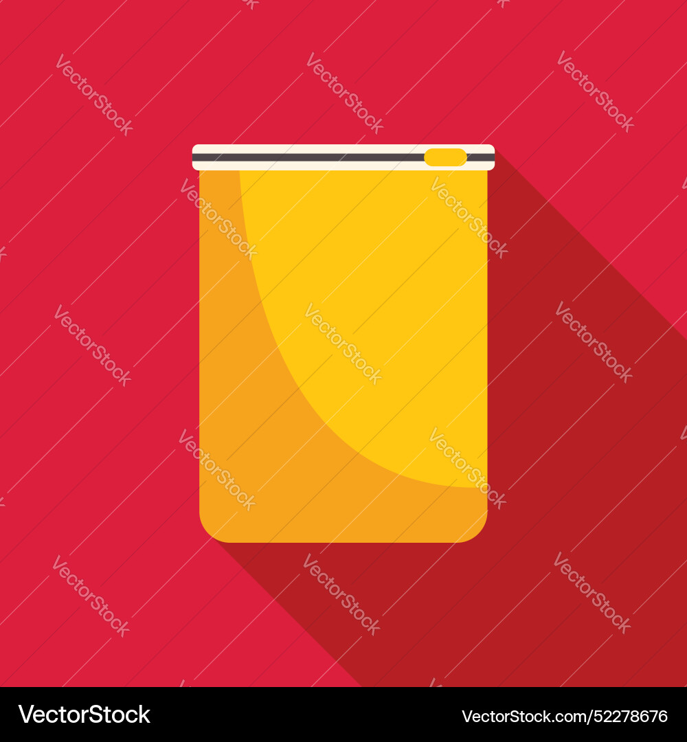 Yellow sealed pack on red background with long Vector Image