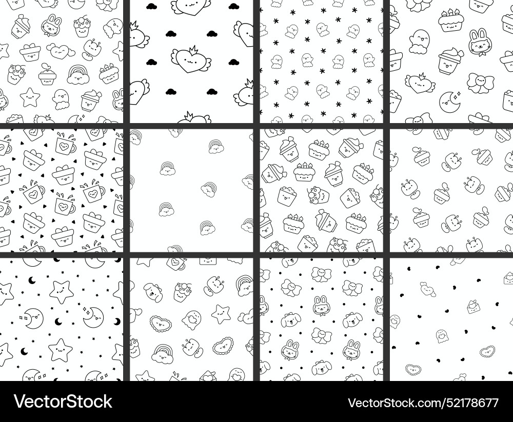 Cartoon cute happy characters coloring page Vector Image