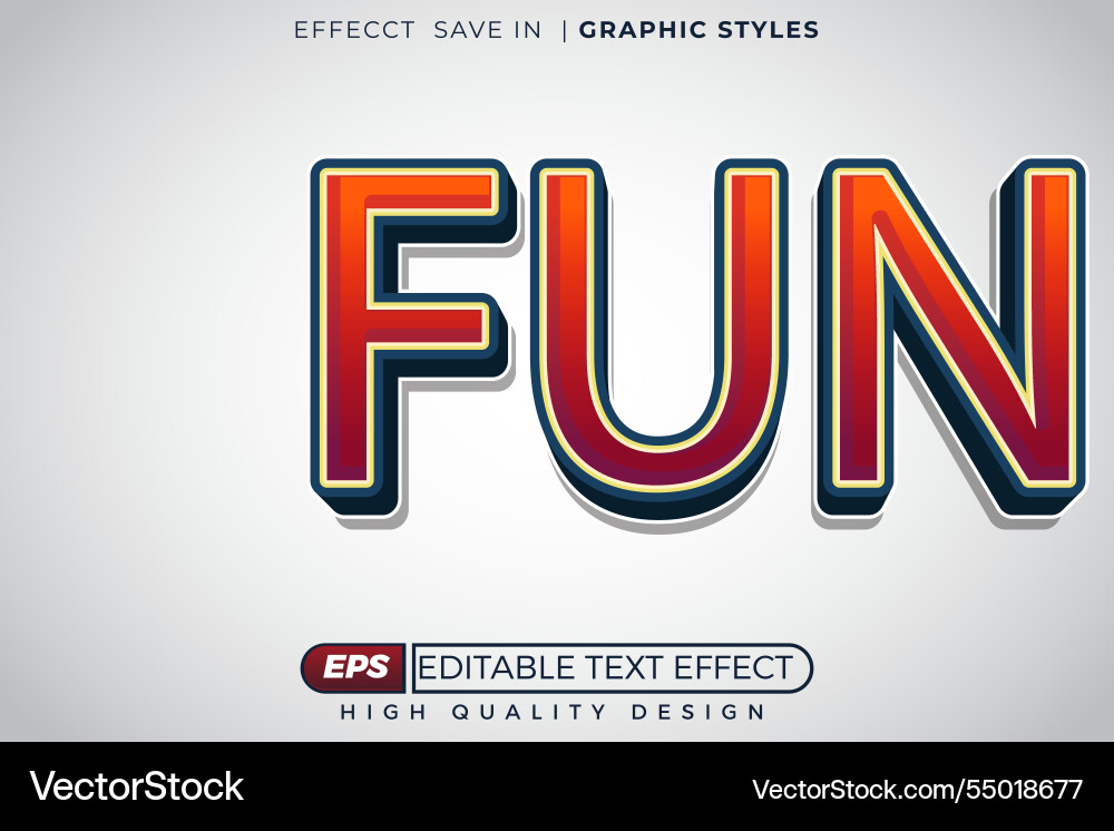 Editable 3d text effect fun Royalty Free Vector Image