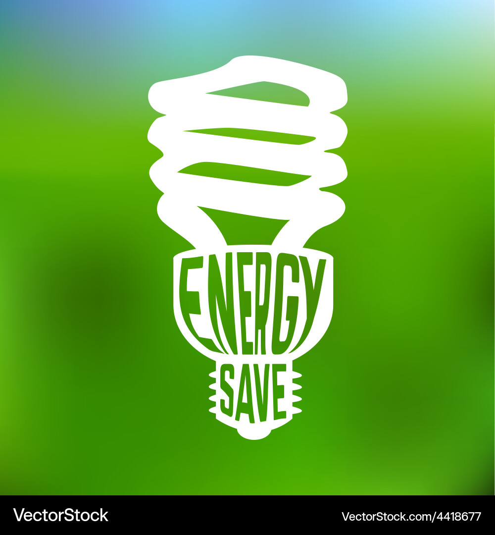 Energy save concept poster with lightbulb Vector Image