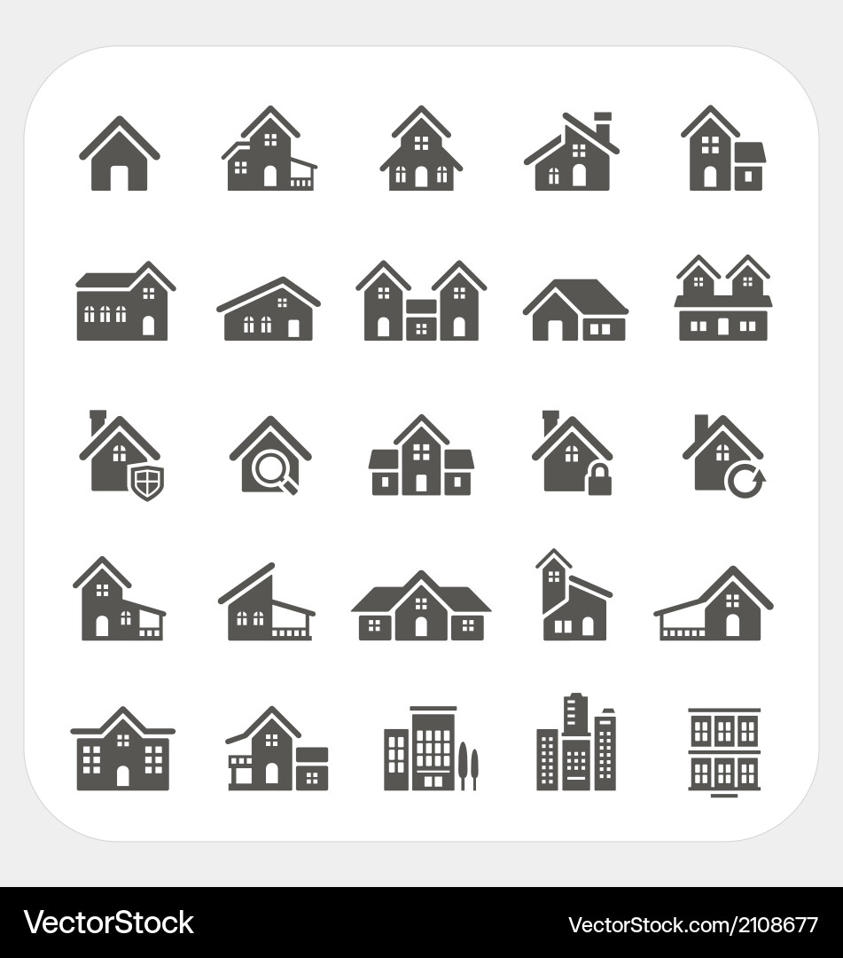 Houses icons set Royalty Free Vector Image - VectorStock