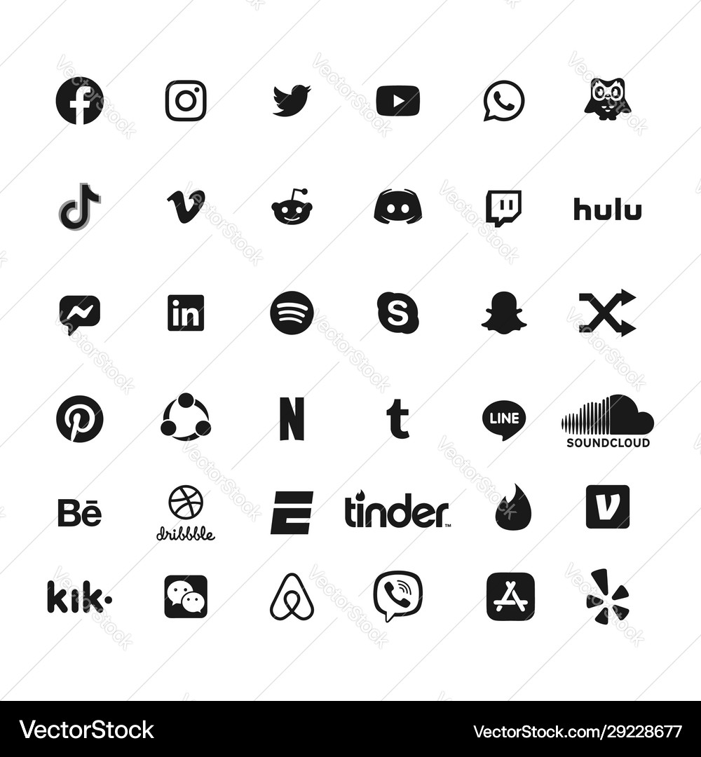 Phone App Icons - Social Media & Utilities Vector Image