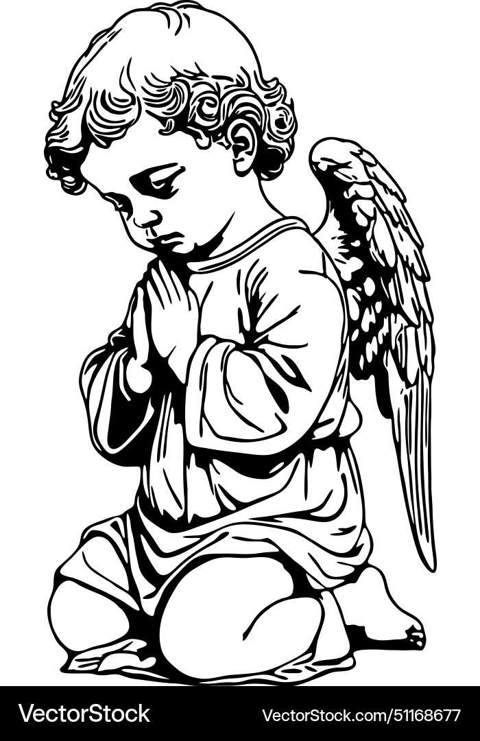 Praying Baby Angel Royalty Free Vector Image - VectorStock
