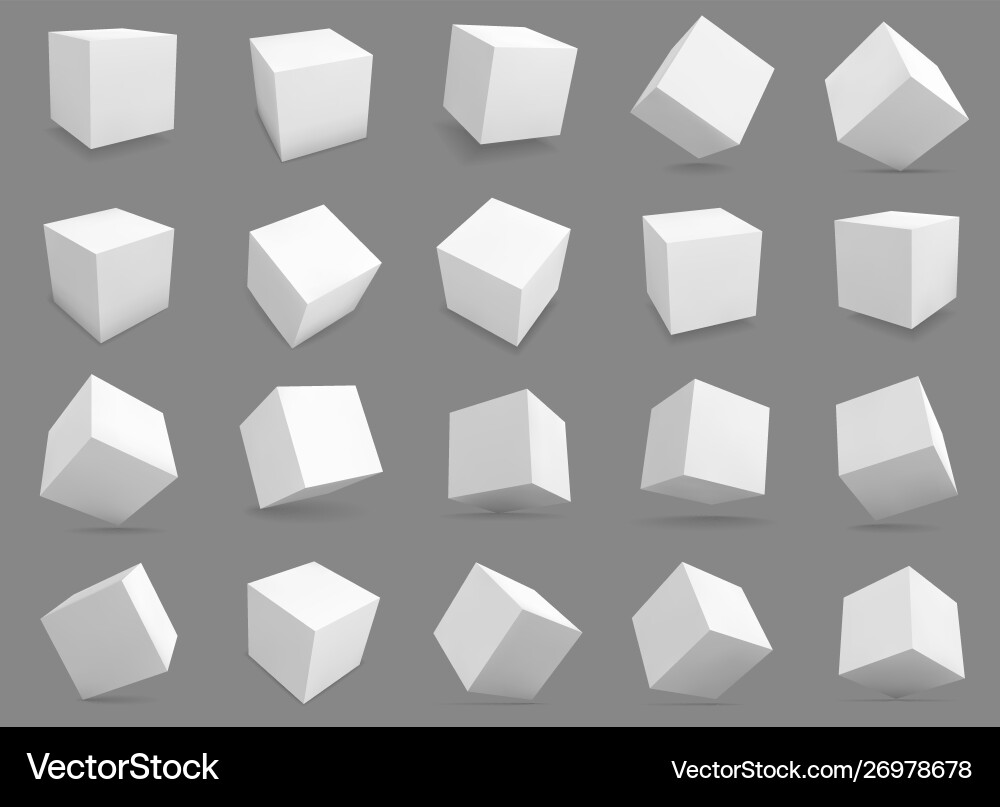 3d cubes white blocks with different lighting Vector Image