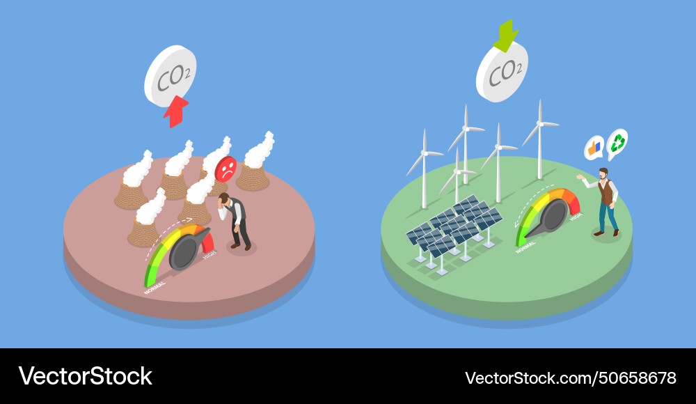 3d isometric flat of reduce Royalty Free Vector Image