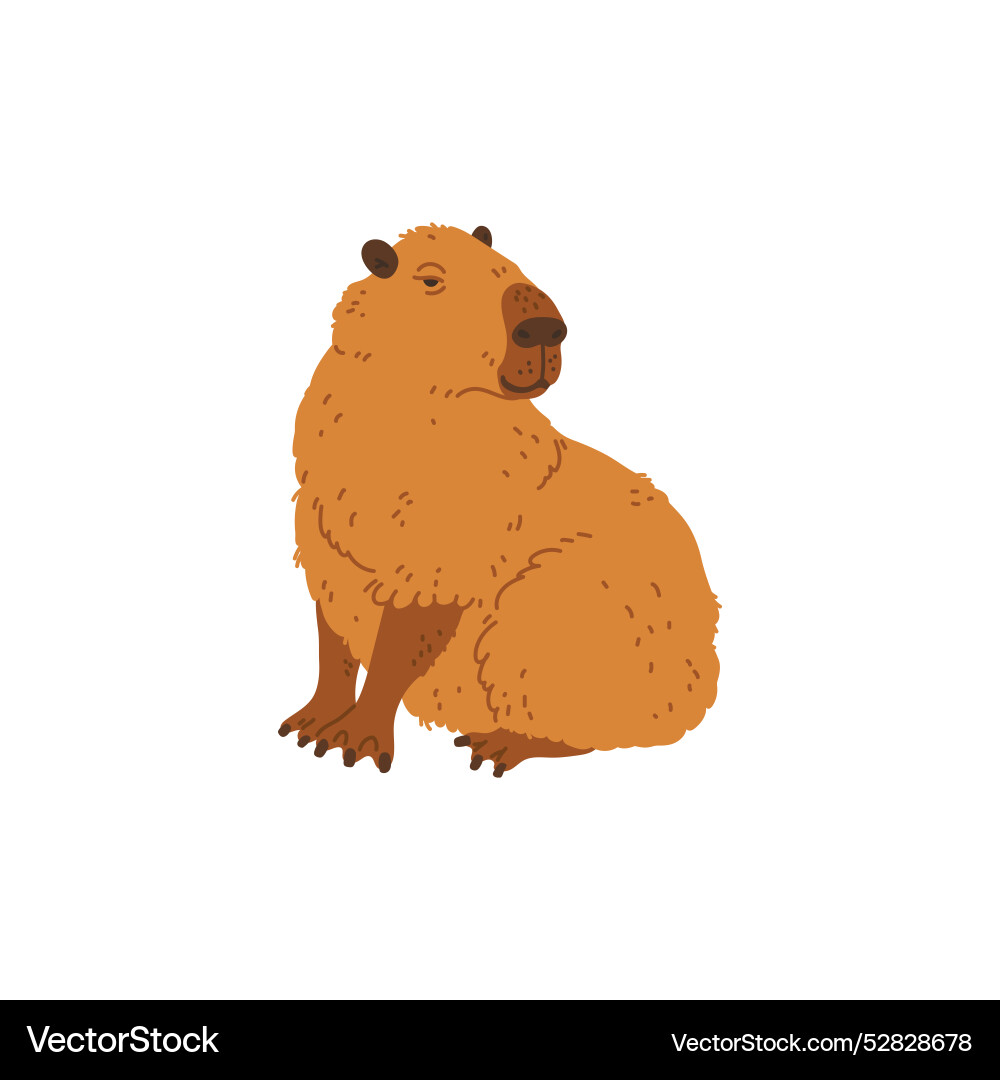 Ahappy capybara sitting Royalty Free Vector Image