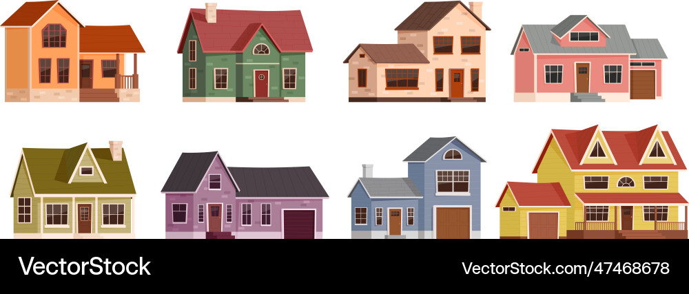 American Suburban Homes Royalty Free Vector Image