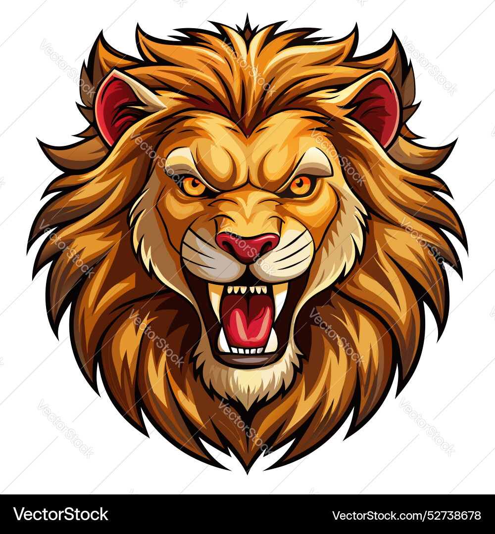 Angry-lion-head-on-a-white-background Royalty Free Vector