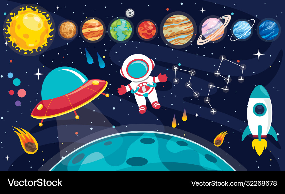 Colorful planets solar system Royalty Free Vector Image