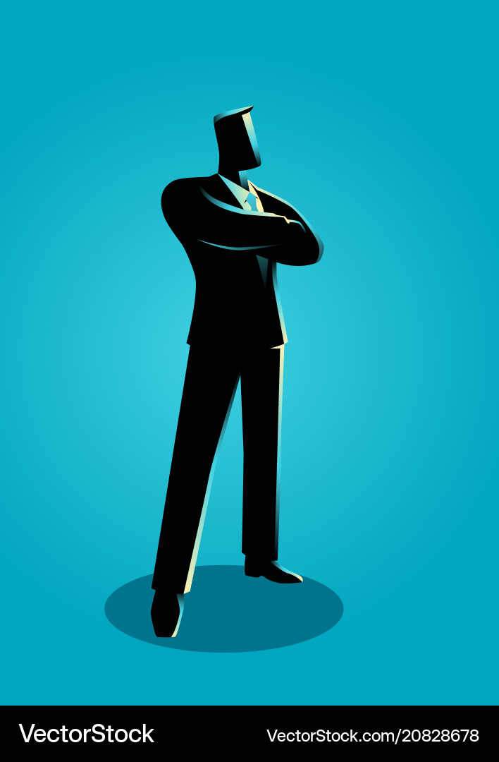 Confident business man standing with folded arms Vector Image