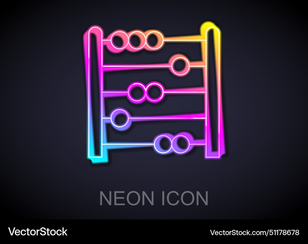 Glowing neon line abacus icon isolated on black Vector Image
