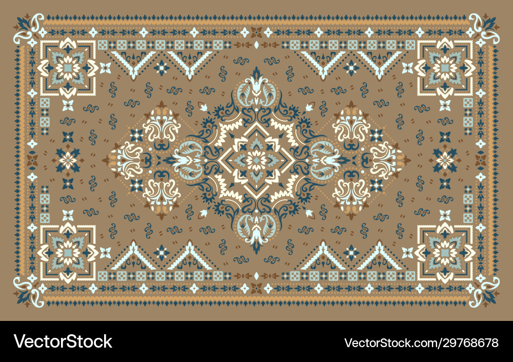 Rectangular bandana print design for rug carpet Vector Image