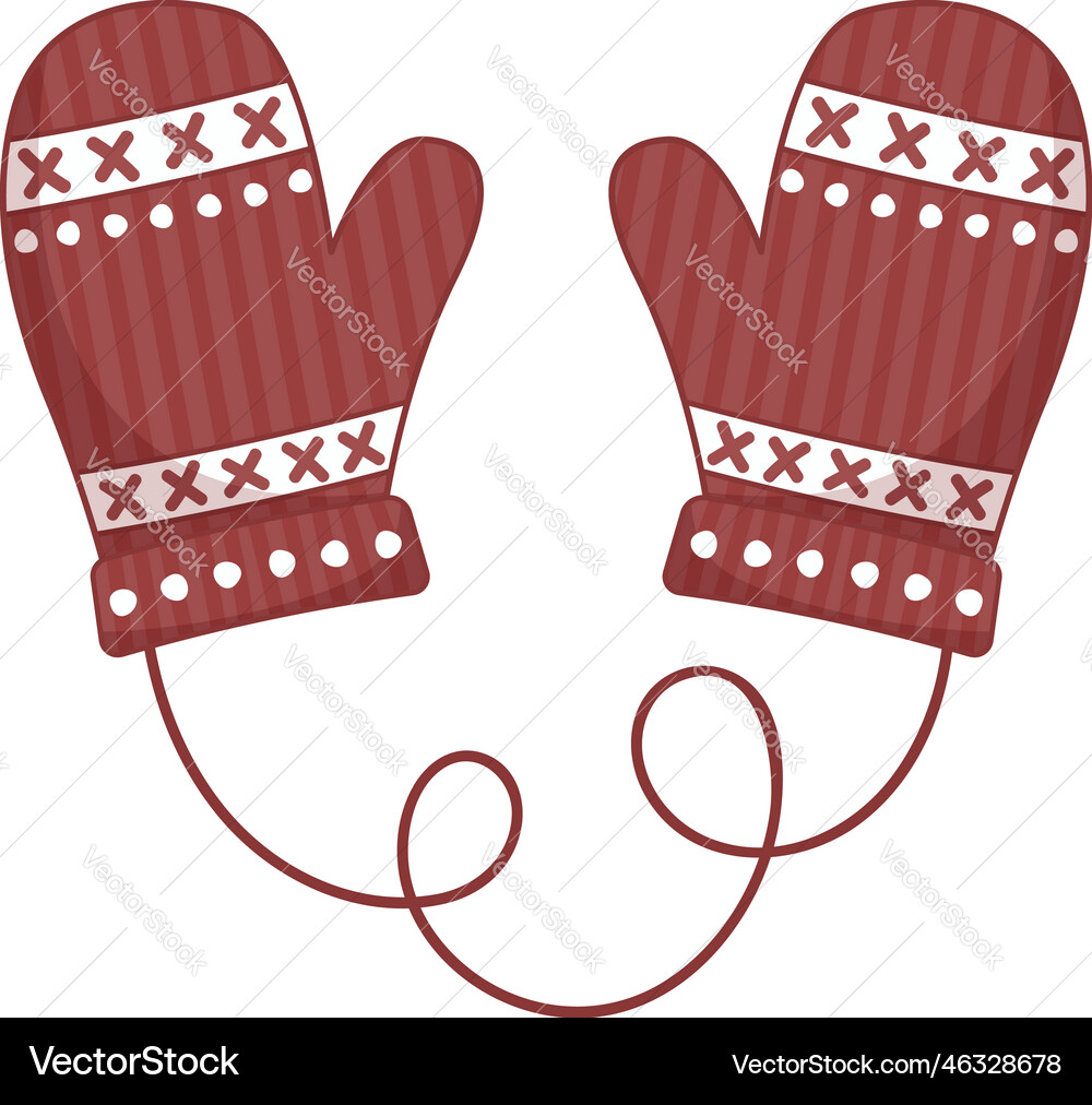 Red mittens with embroidery Royalty Free Vector Image