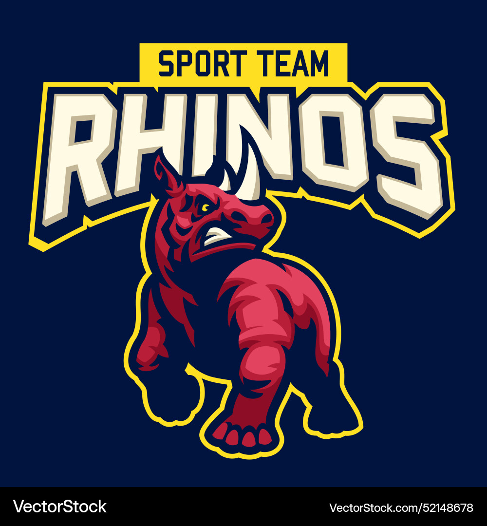 Rhino sport mascot logo Royalty Free Vector Image