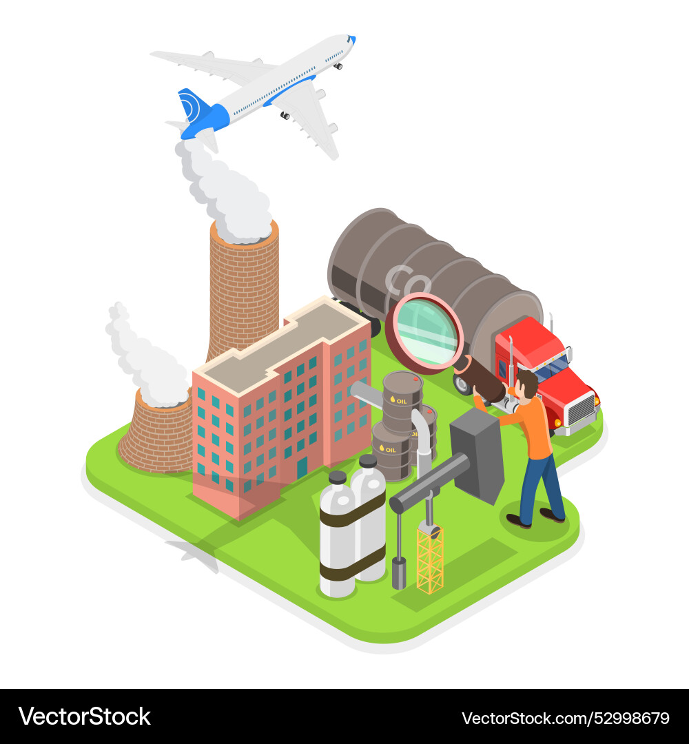 3d isometric flat of carbon Royalty Free Vector Image