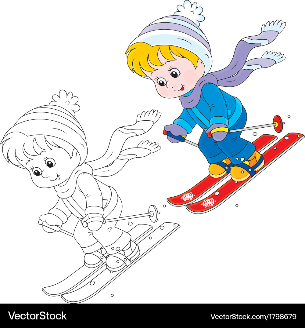 Child skiing Royalty Free Vector Image - VectorStock