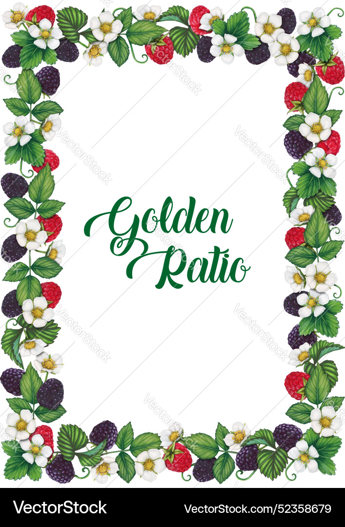 Cute watercolor ha nd drawn raspberry frame Vector Image