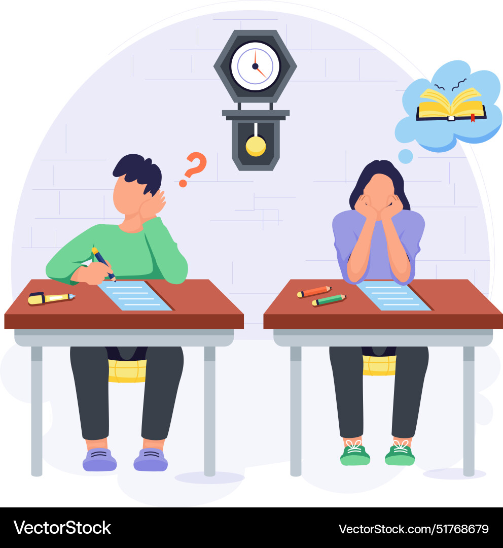 Latest flat depicting exam time Royalty Free Vector Image
