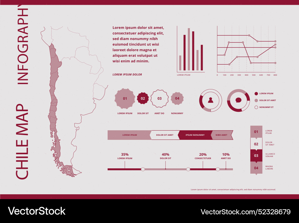 Linear chile map infographic Royalty Free Vector Image