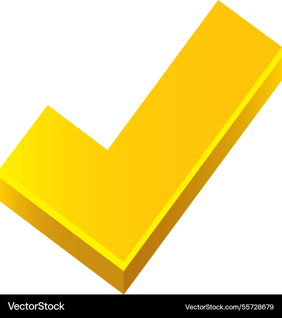 Modern yellow and golden checkmark icon Royalty Free Vector