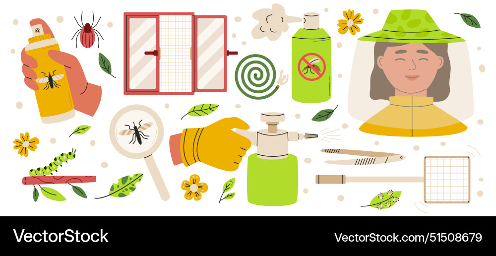 Pest control set Royalty Free Vector Image - VectorStock