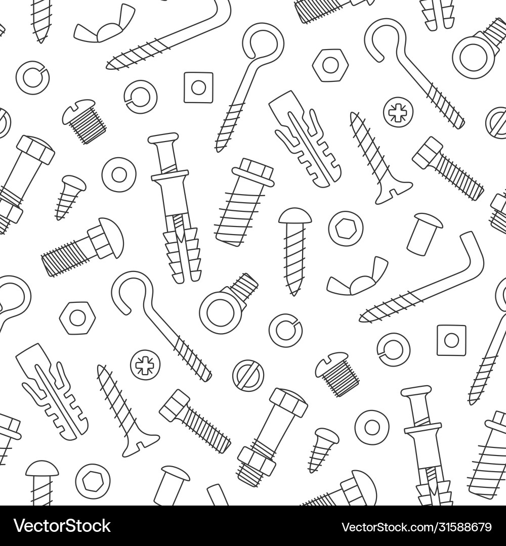 Seamless pattern fasteners bolts screws nuts Vector Image