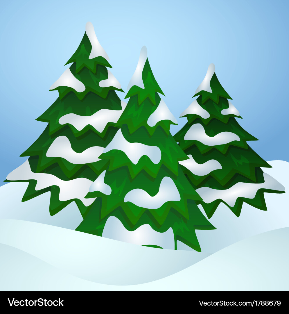 Snowy Pine Trees Royalty Free Vector Image - VectorStock